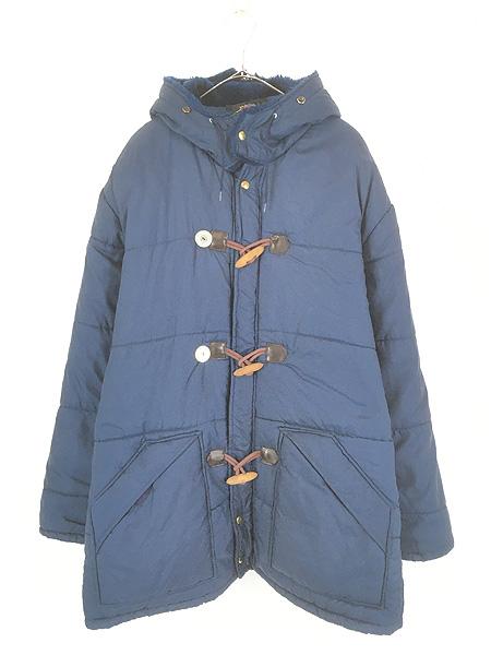 古着 90s FRUIT OF THE LOOM ドグル ボタン 中綿 ナイロン シェル ダウン フーデッド コート XL