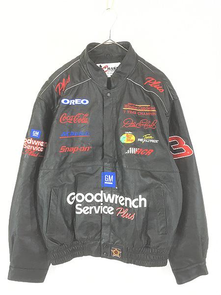 古着 CHASE by JH 「GM Goodwrench Service」 本革 オール レザー レーシング ジャケット L