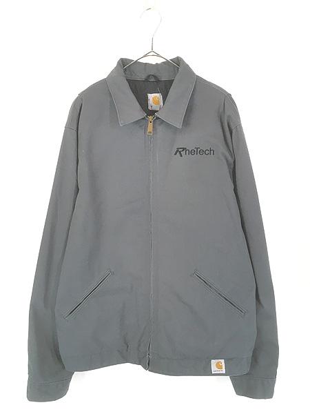 古着 10s Carhartt DKG ダークグレー ポリコットン ツイル パデット ワーク ジャケット L