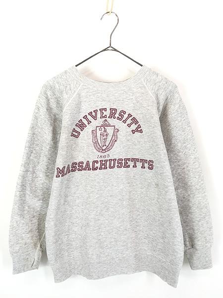 古着 70s USA製 Champion 「MASSACHUSETTS」 カレッジ 染込み プリント スウェット トレーナー M