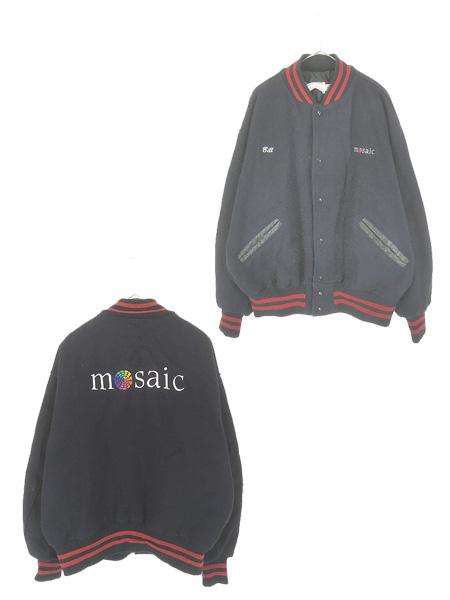 古着 80s USA製 「mosaic」 モザイク メルトン ウール スタジアム ジャケット スタジャン XL