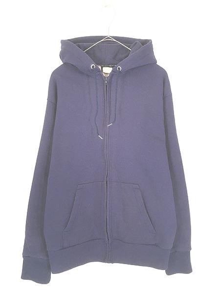 古着 90s USA製 CAMBER 無地 ソリッド 裏サーマル ヘビー スウェット ジップ パーカー ネイビー XL