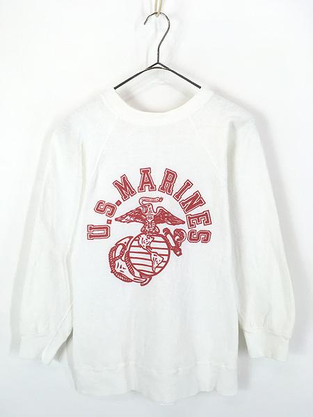 古着 60s 「U.S. MARINES」 USMC 染み込み ミリタリー ヴィンテージ スウェット トレーナー M位