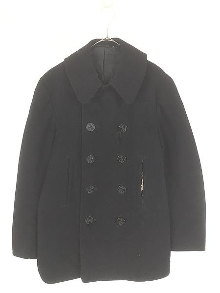 古着 40s 米軍 US NAVY 10ボタン ミリタリー 防水 防寒 メルトン ウール Pコート 42位