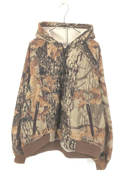 古着 90s USA製 Cabela's リアルツリー カモ 迷彩 フリース フーデッド ハンティング ジャケット パーカー L-R
