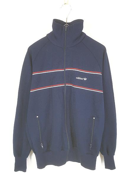 古着 80s adidas ハイネック ライン デザイン ラグラン ジャージ トップ トラック スーツ M
