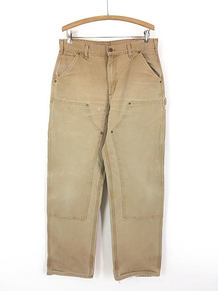 古着 00s USA製 Carhartt BRN フェード ブラウン ダック Wニー ワーク ペインター パンツ W34 L32
