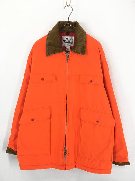 古着 70s USA製 WoolRich レスキュー オレンジ パデッド フルジップ ハンティング ジャケット XL