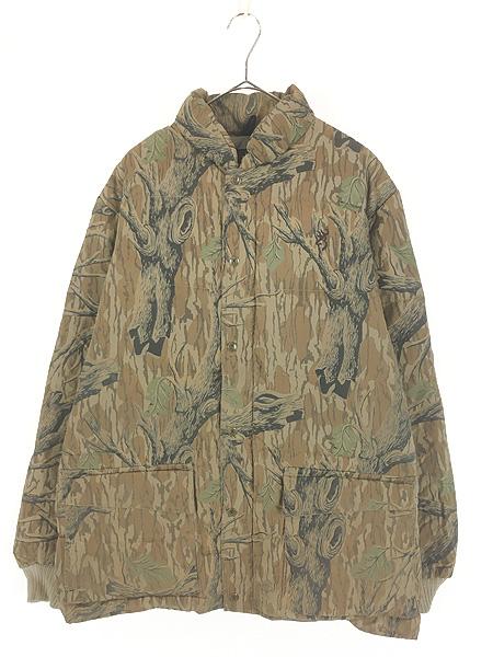 古着 80s BROWNING リアル ツリー カモ 迷彩 軽量 ナイロン シェル グース ダウン ジャケット XL