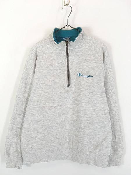 古着 90s USA製 Champion ハイネック ハーフジップ スウェット トレーナー 霜降り L