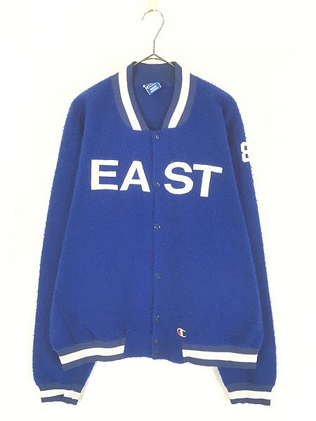 古着 80s USA製 Champion 「EAST」 ナンバリング パッチ 表起毛 パイル スタジアム ジャケット スタジャン XL
