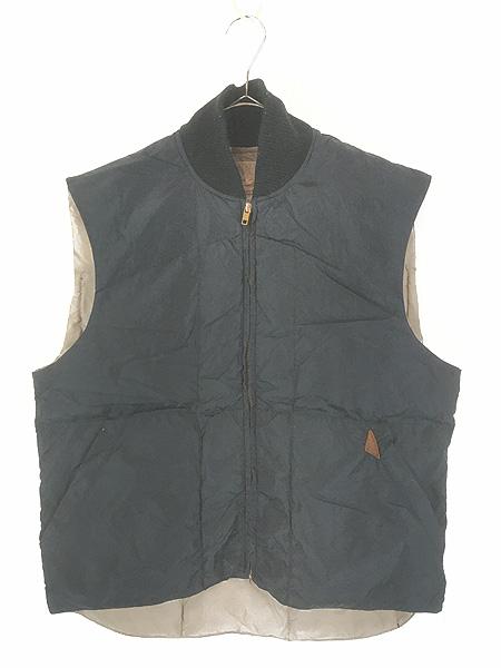 古着 70-80s シンガポール製 F.U.S ナイロン シェル ダウン ベスト 黒 L