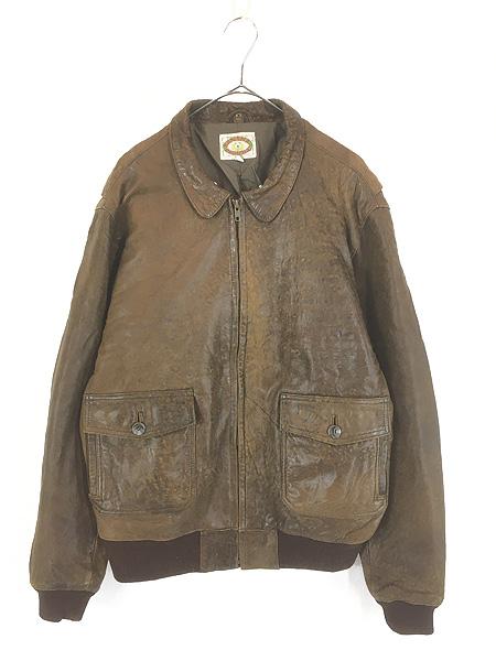 古着 80s BANANA REPUBLIC Type A-2 本革 レザー フライト ジャケット 44 Long