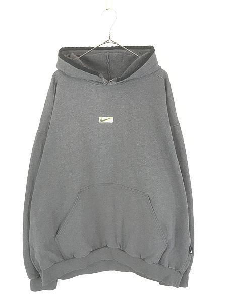 古着 USA製 NIKE センター ボックス ロゴ スウェット パーカー XXL