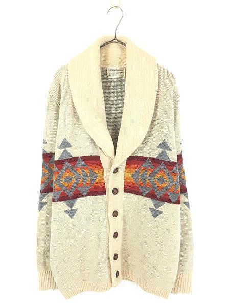 古着 70s USA製 Pendleton 「High Grade Western Wear」 チーフジョセフ ネイティブ パターン ショールカラー ウール ニット カーディガ