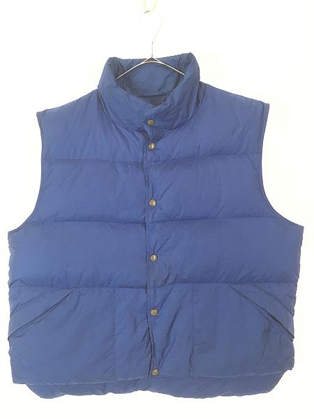 古着 80s LL Bean 軽量 ナイロン シェル グース ダウン ベスト 青 L
