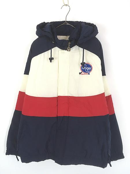 古着 90s Dunbrooke 「Kroger」 スーパーマーケット 刺しゅう トリコロール 2way パデット ナイロン ジャケット L