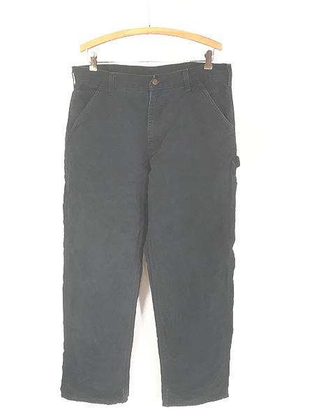 古着 10s Carhartt 裏地 チェック BLK ブラック ダック ペインター ワーク パンツ W35 L31