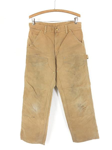 古着 90s USA製 Carhartt BRN ブラウン ダック Wニー ワーク ペインター パンツ W32 L29