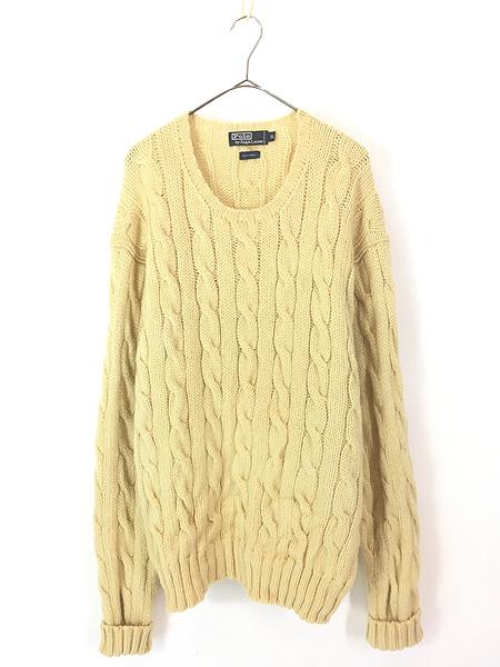 古着 90s Polo Ralph Lauren ケーブル編み フィッシャーマン ウール ニット セーター XL