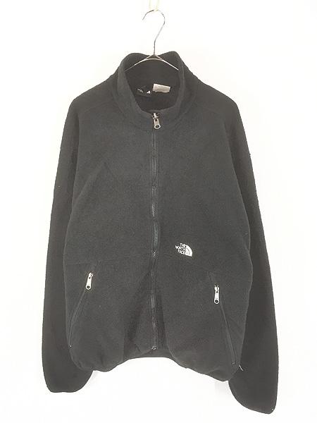 古着 90s TNF The North Face ワンポイント ブラック×グレー フリース ジャケット L