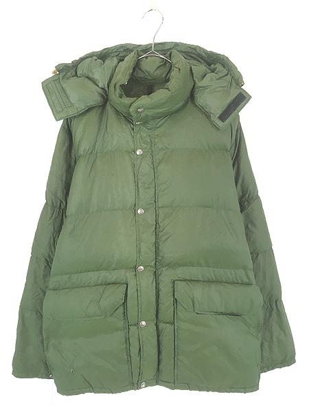 古着 70s TNF The North Face 茶タグ 2way 軽量 ナイロン ダウン ジャケット オリーブ!! L