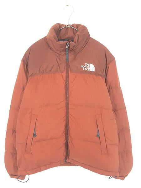 古着 TNF The North Face 700フィル パワー グース ダウン ヌプシ ジャケット パッカブル オレンジ M