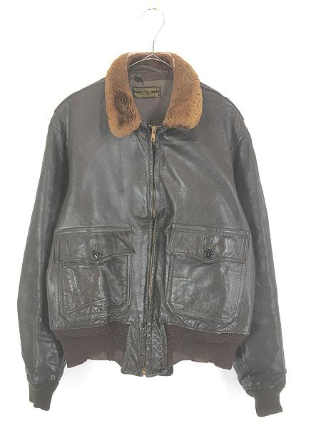 古着 50s 米軍 US.NAVY MIL-J-7823(AER) 初期 ステンシル ムートン襟 本革 レザー フライト ジャケット 42