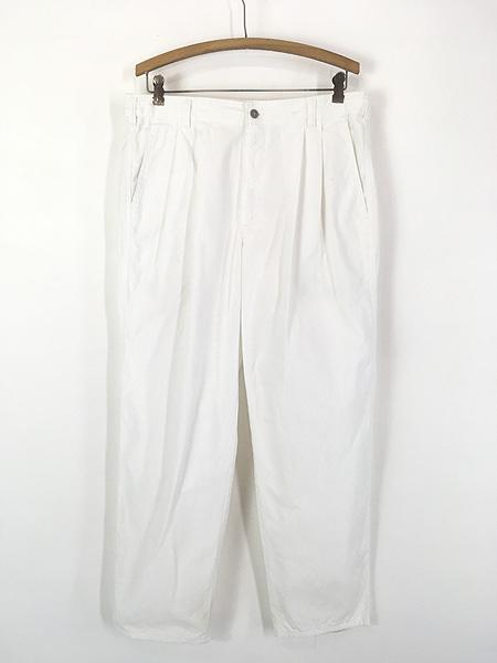 古着 90s USA製 Dockers 419-2851 サイドアジャスター ホワイト タック トラウザーズ パンツ ストレート W33 L29