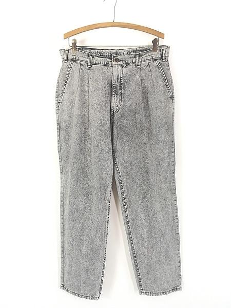 古着 90s USA製 Levi's Silver Tab 828-9359 ケミカル ブラック デニム タック トラウザーズ パンツ ジーンズ W34 L29.5
