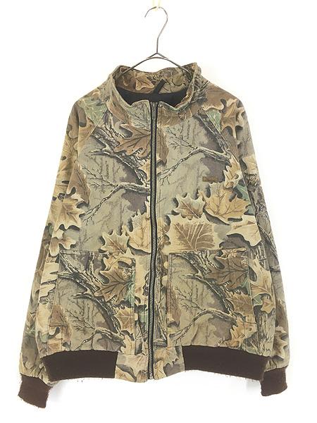 古着 90s WoolRich リアルツリー カモ 迷彩 セパポケ シャモアクロス コットン フランネル パデット ジャケット XL