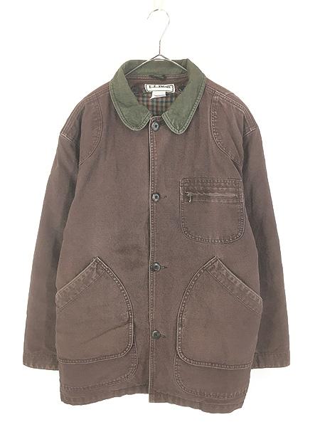 古着 90s LL Bean 名作 バーガンディー ダック ハンティング カバーオール ジャケット ライナー完備 M位