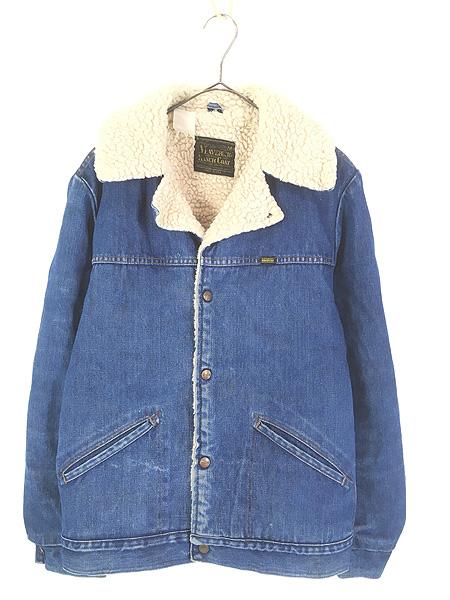古着 70s USA製 Maverick 「Ranch Coat」 ブルー デニム ボア ランチ コート Gジャン M