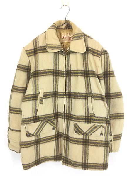 古着 50s Sportimer by Robert Hall 好配色 チェック フルジップ ヘビー ウール カバーオール ジャケット 44