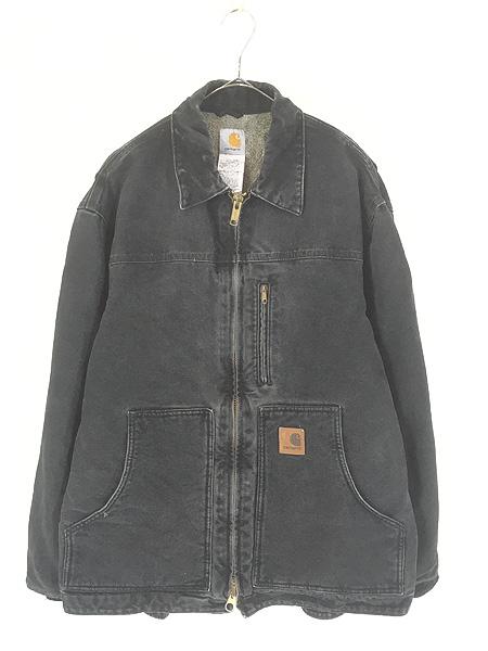 古着 10s Carhartt 裏ボア オール ブラック ダック サンドストーン リッジ ジャケット コート L