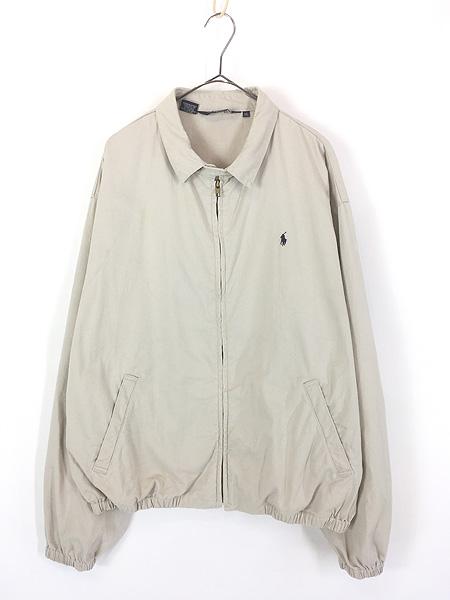 古着 90s USA製 Polo Ralph Lauren ワンポイント コットン ツイル スウィングトップ ジャケット アイボリー XL