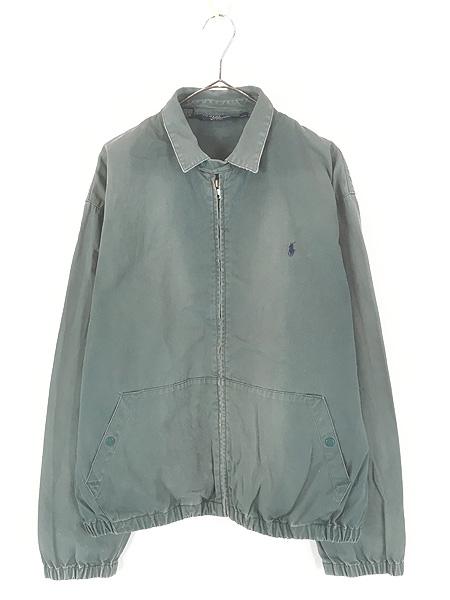 古着 90s USA製 Polo Ralph Lauren ワンポイント コットン ツイル スウィングトップ ジャケット フェードグリーン M