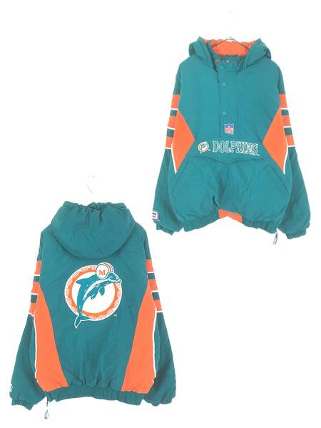古着 90s STARTER NFL Miami Dolphins ドルフィンズ プルオーバー パデット ジャケット パーカー XL