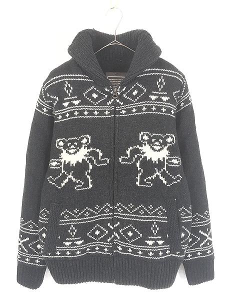 古着 Deadstock!! Schott × Grateful Dead デッドベア ボア フリース ライナー フルジップ カウチン ニット ジャケット M