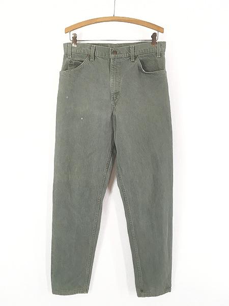 古着 90s USA製 Levi's 550-0232 先染め グリーン デニム パンツ ジーンズ スリム W32 L31