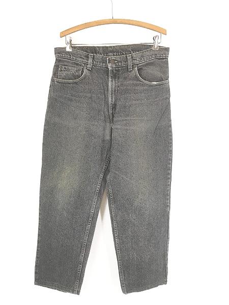 古着 90s USA製 Levi's 550-4858 「赤文字」 先染め ブラック デニム パンツ ジーンズ スリム W33 L27