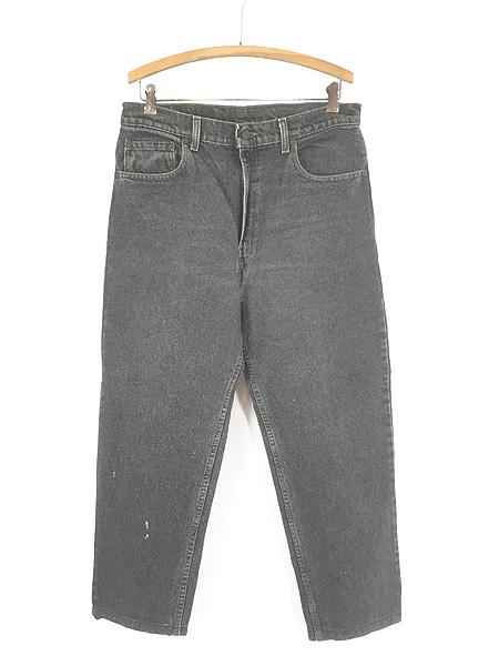 古着 90s USA製 Levi's 550-4858 「赤文字」 先染め ブラック デニム パンツ ジーンズ スリム W33 L29