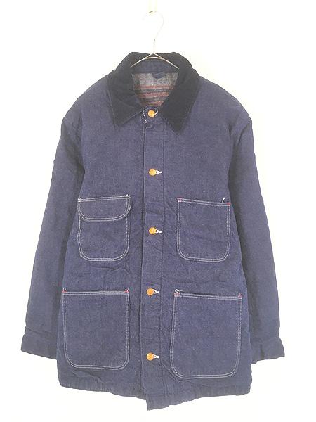 古着 70s BLUE BELL ブランケット ライナー 真紺 インディゴ デニム ワーク カバーオール ジャケット 40