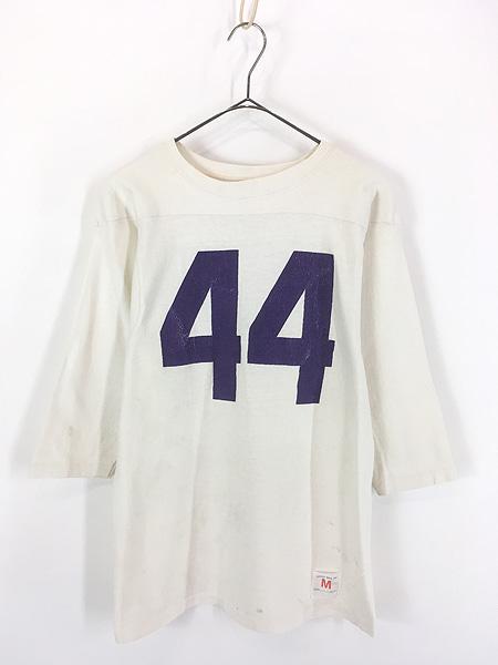 古着 70s USA製 ARTEX 「44」 ナンバリング 100% コットン フットボール Tシャツ 7分袖 M
