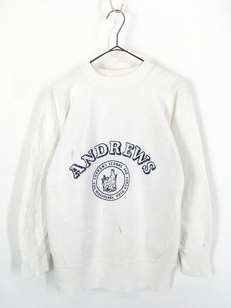 古着 60s ANDREWS フロッキー プリント 100% コットン ヴィンテージ スウェット トレーナー M位