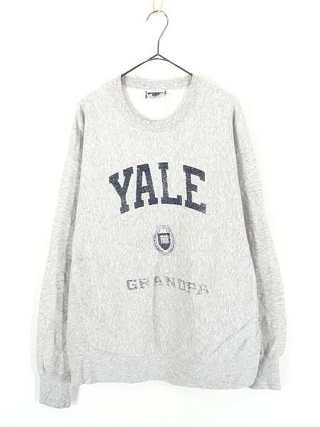 古着 90s USA製 Lee 「YALE」 3段 カレッジ プリント リバース タイプ ヘビー スウェット トレーナー XL