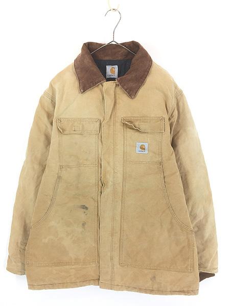 古着 90s- Carhartt ブラウン ダック パデット トラディショナル コート L位