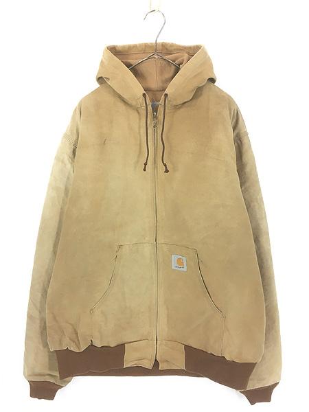 古着 80-90s Carhartt 裏地 メッシュ ブラウン ダック アクティブ パーカー ジャケット XL位