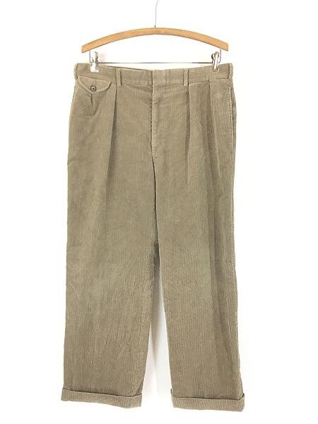 古着 90s Polo Ralph Lauren 太畝 コーデュロイ タック パンツ ストレート 茶 W33 L27
