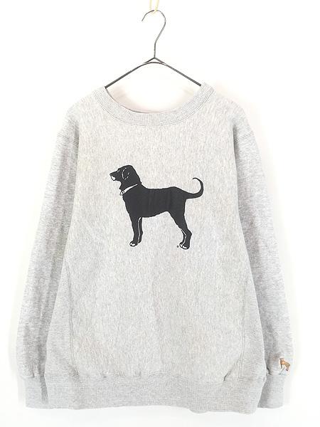 古着 90s USA製 kellsport 「Black Dog」 ワンちゃん リバース タイプ ヘビー スウェット トレーナー M